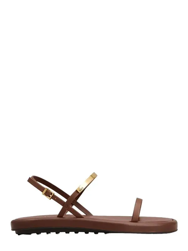 TOD'S Leather Flat Sandals - Brown