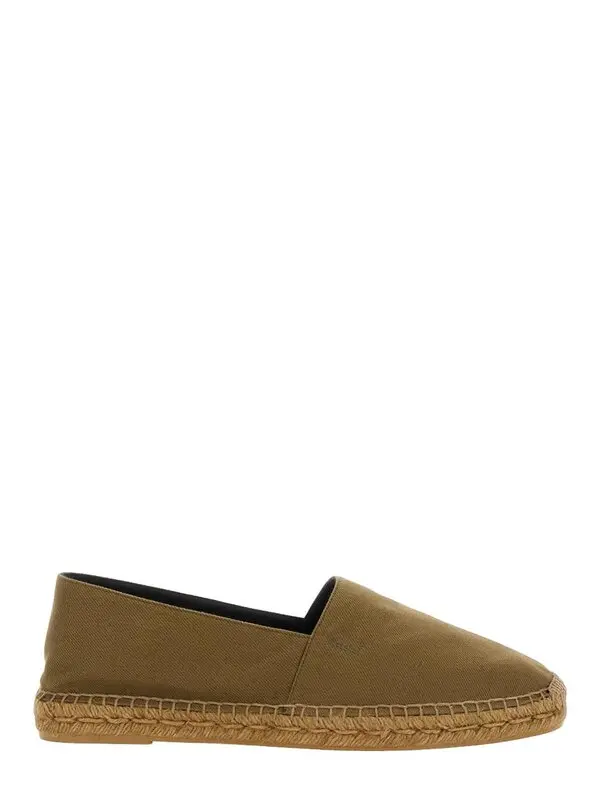 Saint Laurent Espadrilles With Tonal Cassandre Embroidery On The Side And Almond Toe In Cotton - Brown
