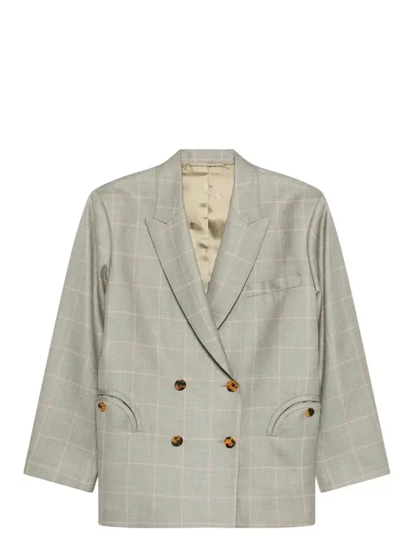 BLAZÉ MILANO Check Wool Oversize Blazer - Gray