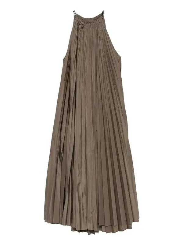 Max Mara Pleated Halter Neck Midi Dress - Green