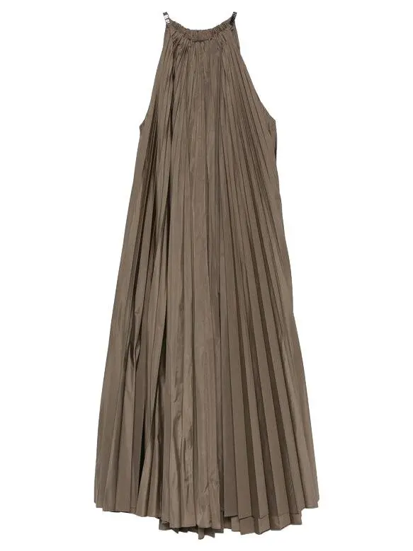 Max Mara Pleated Halter Neck Midi Dress - Green