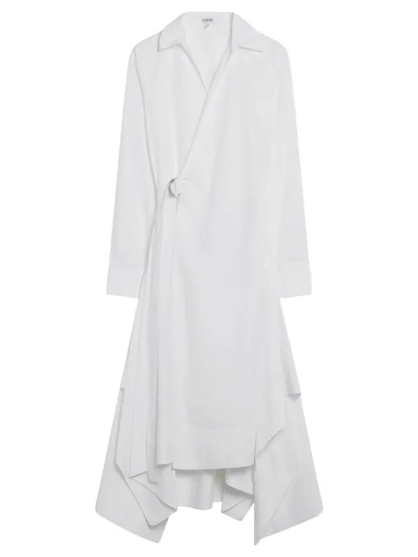 Loewe Draped Silk Dress - White