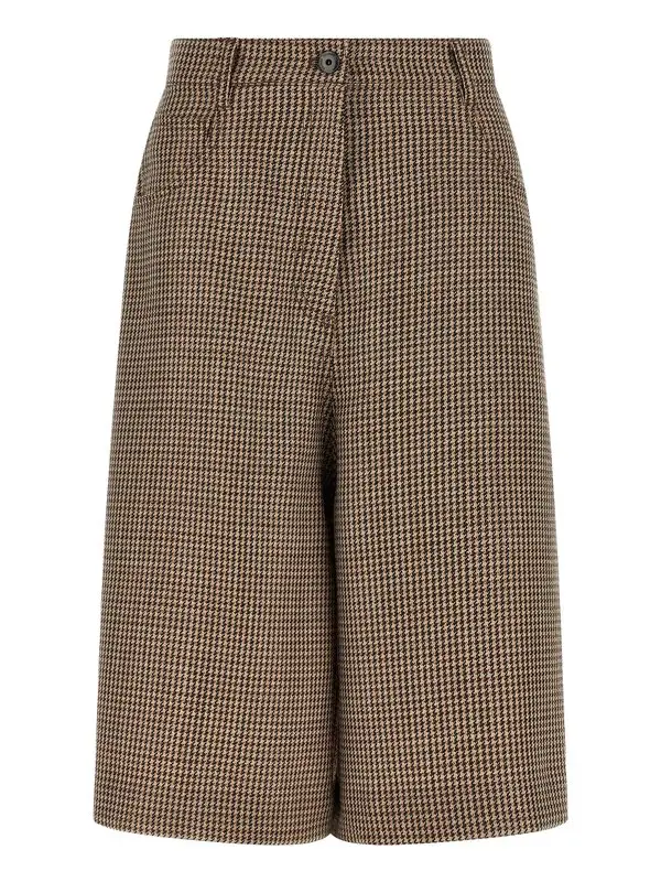 Brunello Cucinelli Prince Of Wales Lamé Bermuda Shorts - Brown