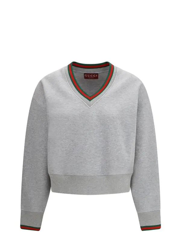 Gucci Web Cotton Jersey Sweatshirt - Gray