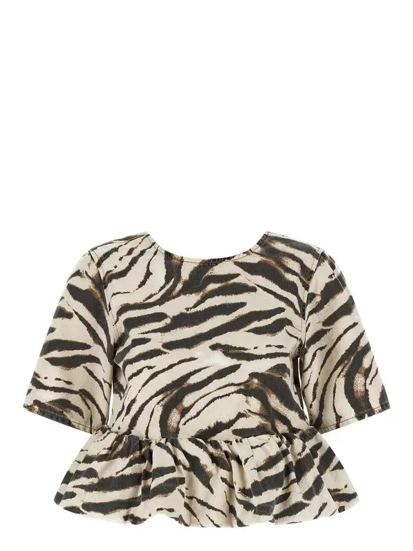 GANNI Zebra Graphic Print Top - Multicolor