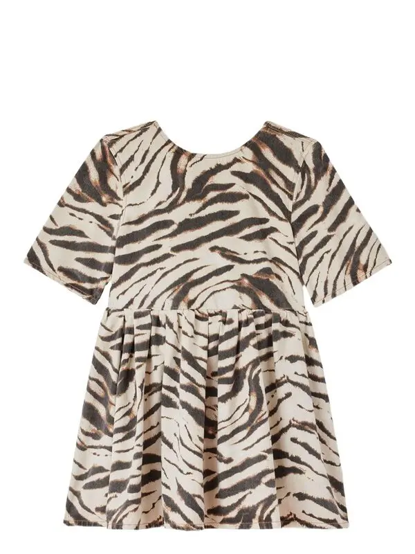 GANNI Zebra Print Cotton Mini Dress - Multicolor