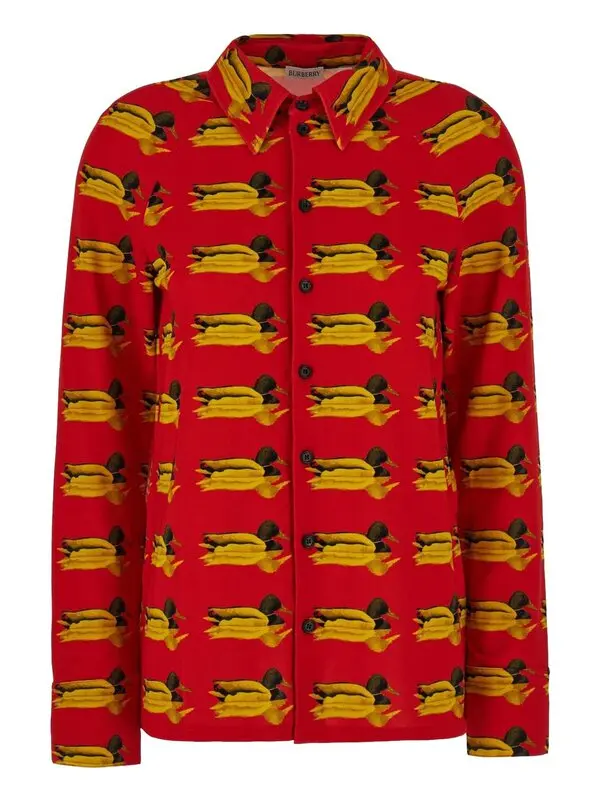 Burberry Animal Print Button Up Shirt - Multicolor