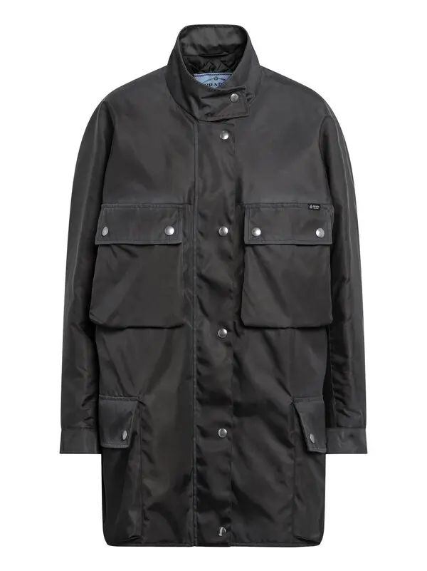 Prada Lead-colored Washed Re-nylon Raincoat - Gray