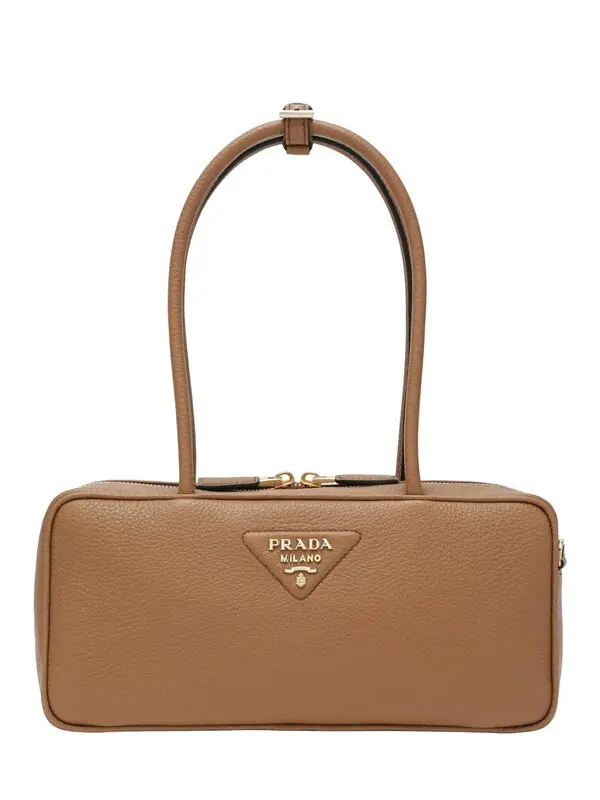 Prada Calf Leather Bowling Bag - Brown