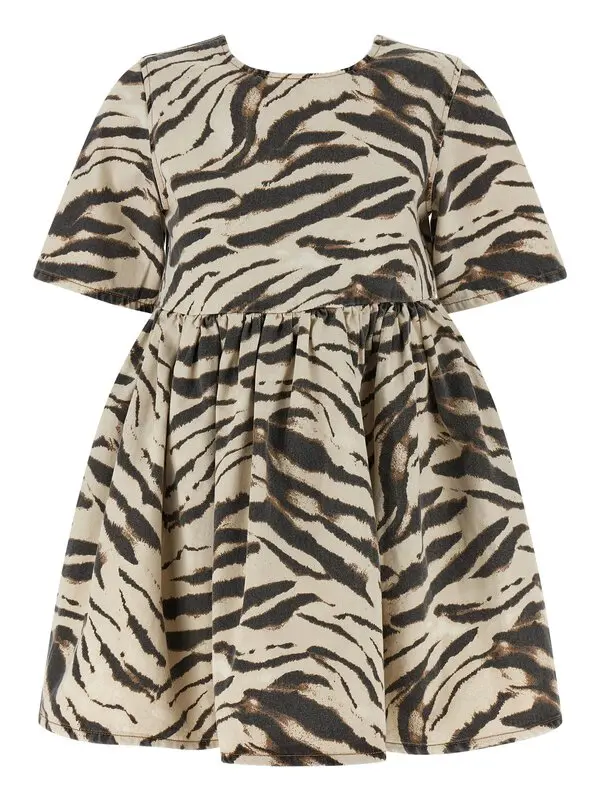 GANNI Zebra Denim' Dress - Multicolor
