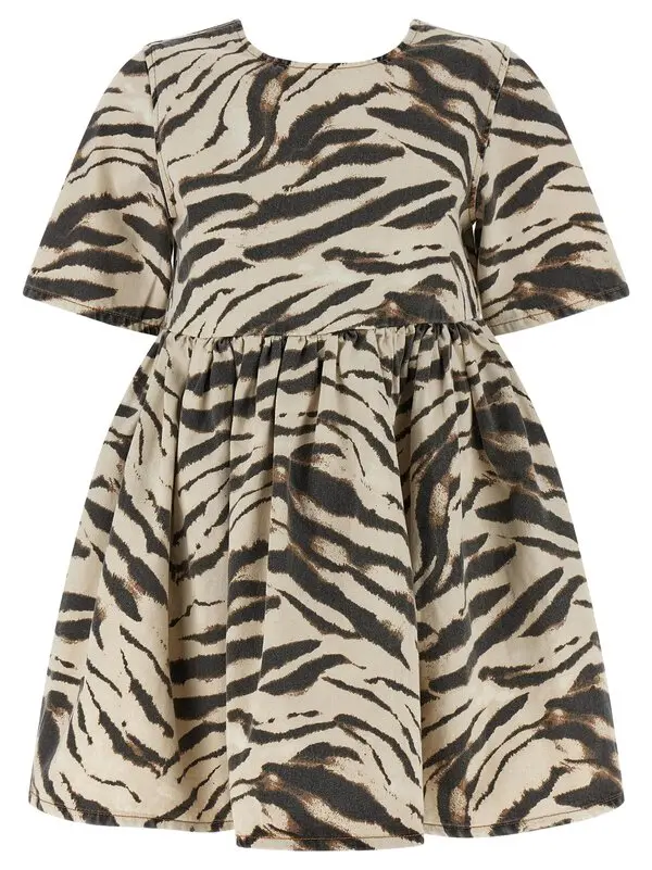 GANNI Zebra Denim Mini Dress - Multicolor