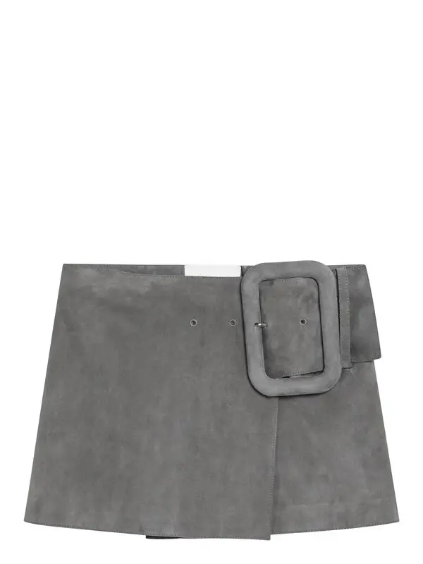 AMI Paris Suede Mini Skirt - Gray