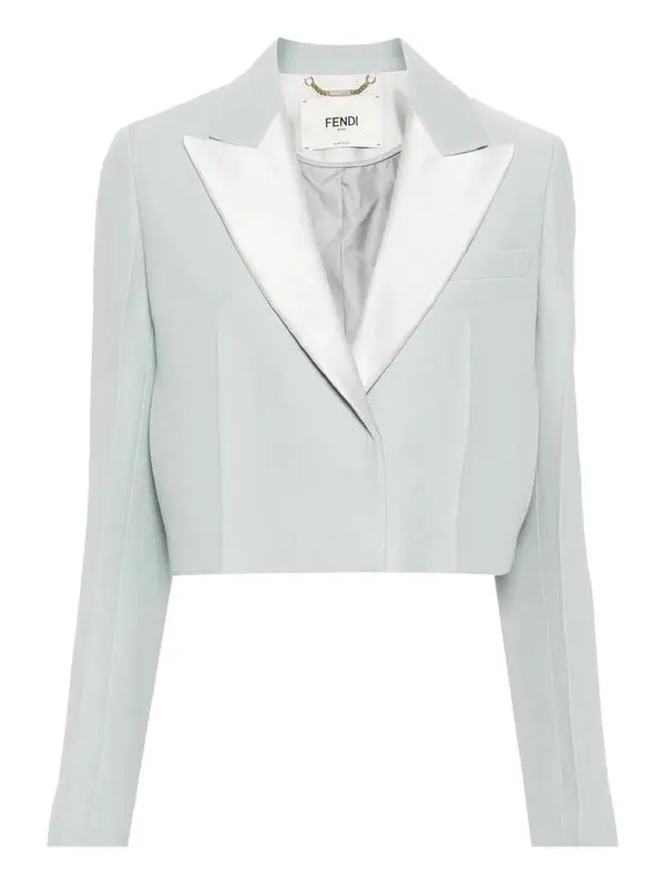 Fendi Wool-silk Blend Cropped Blazer - Blue
