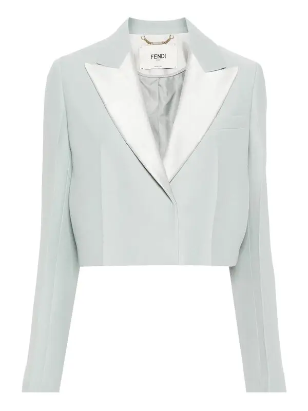 Fendi Wool-silk Blend Cropped Blazer - Blue