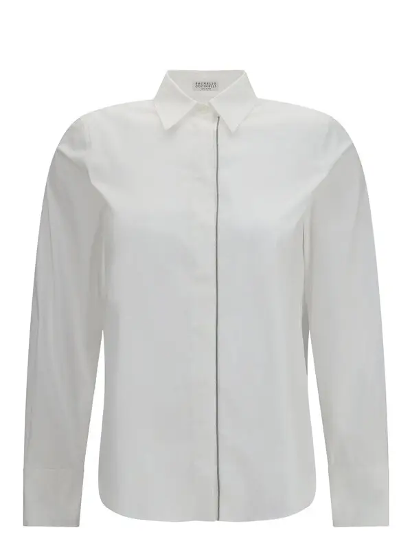 Brunello Cucinelli Stretch Cotton Poplin Shirt - White