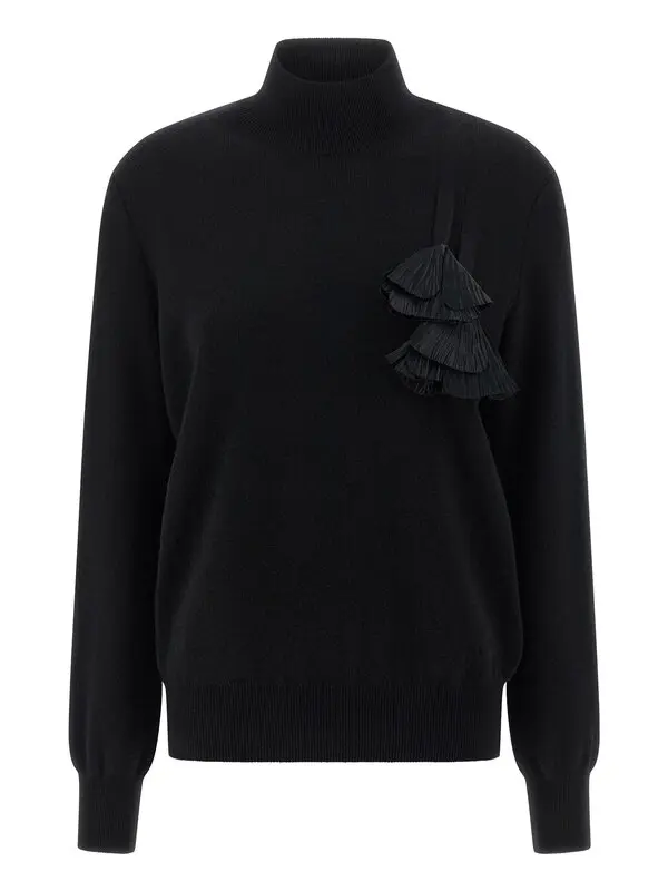 FERRAGAMO Floral Insert Sweater - Black