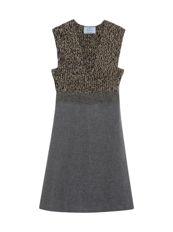 Prada Sleeveless Grey Wool And Cashmere Dress - Gray