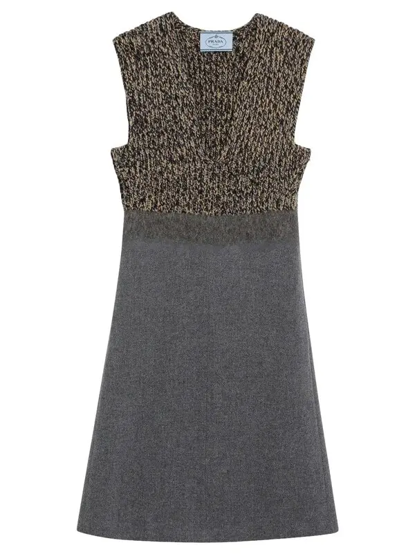 Prada Wool And Cashmere Sleeveless Dress - Gray