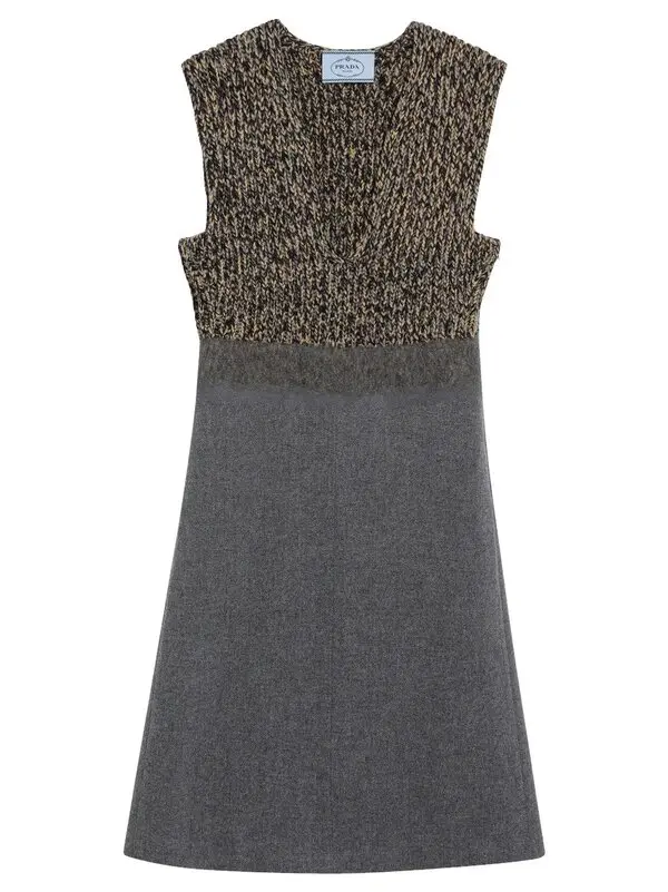 Prada Wool And Cashmere Sleeveless Dress - Gray