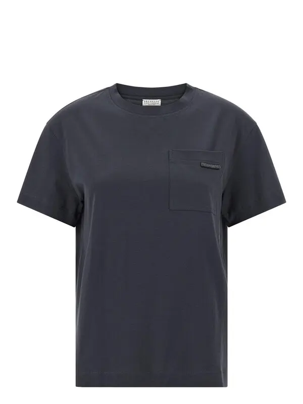 Brunello Cucinelli Shiny Tab T-shirt - Blue