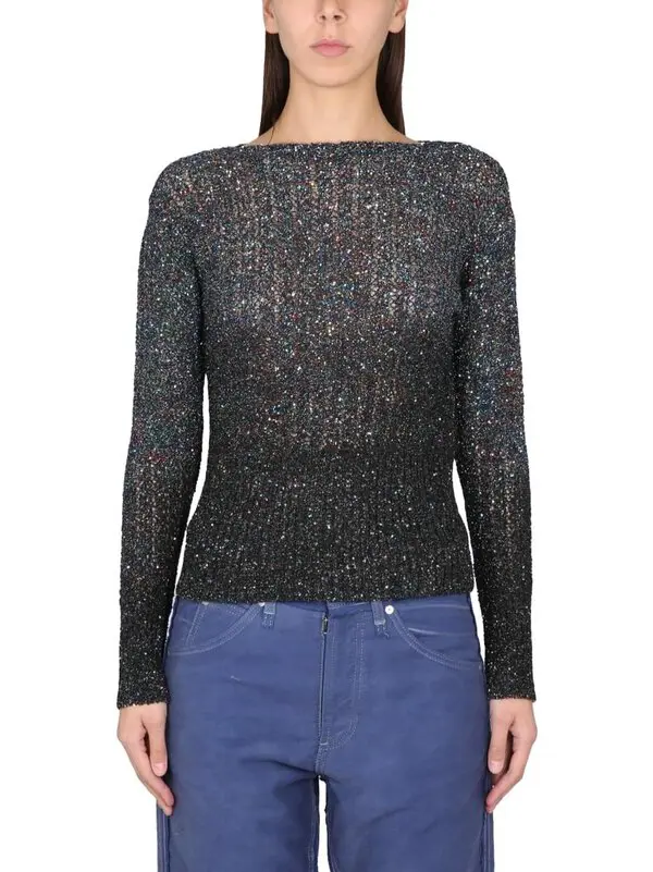 MAISON MARGIELA Sequined Boatneck Shirt - Black