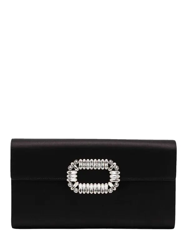 ROGER VIVIER Satin Pochette With Sexy Choc Buckle - Black