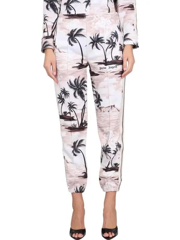 Palm Angels Island Print Pants - Cream