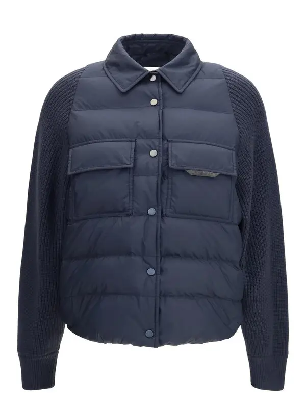 Brunello Cucinelli Padded Down Hybrid Jacket - Blue
