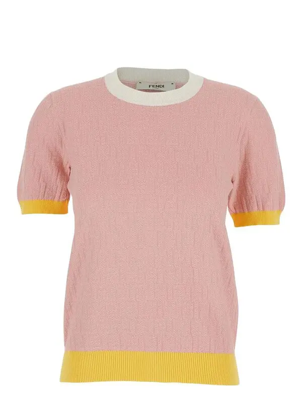 Fendi Cotton Crew Neck Short Sleeve T-shirt - Pink