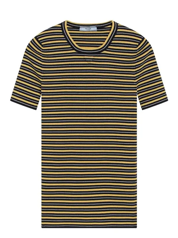 Prada Striped Stretch Cotton T-shirt - Blue