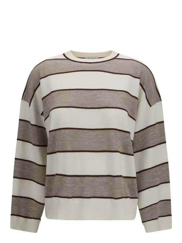 Brunello Cucinelli Striped Long-sleeve Sweater - Cream