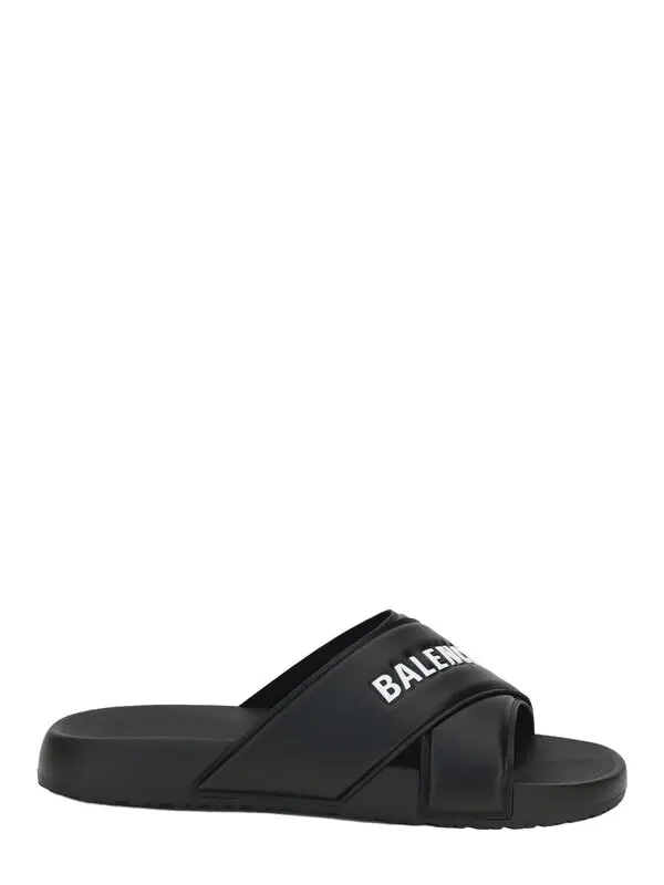 Balenciaga Cross-logo Slides - Black