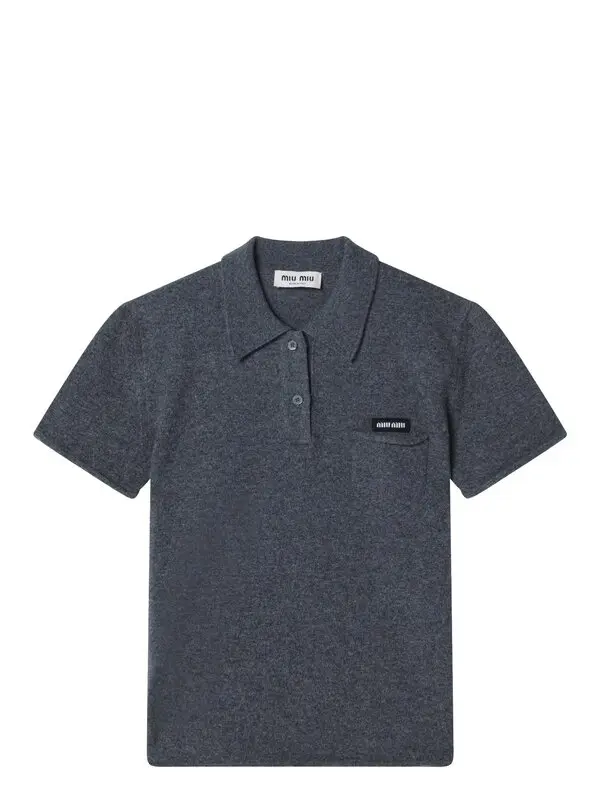 Miu Miu Slate Grey Cashmere Polo Shirt - Gray
