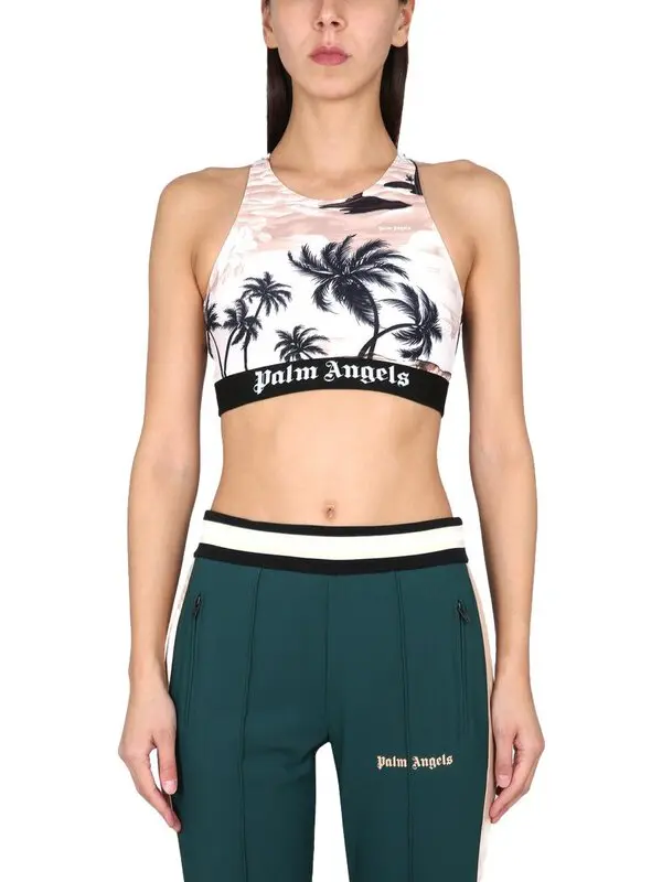 Palm Angels Printed Sports Top - Cream