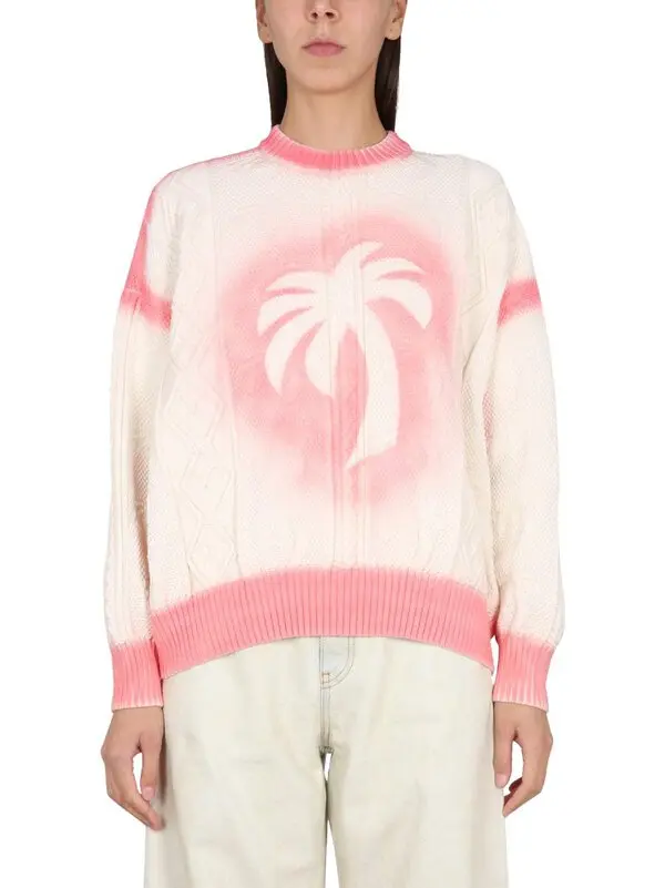 Palm Angels Palm Tree Print Sweater - White