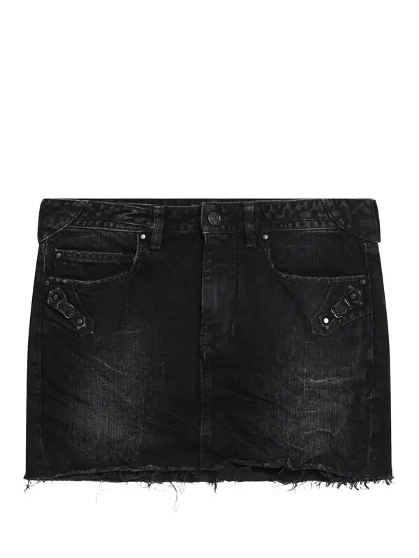 Balenciaga Washed City Mini Denim Skirt - Black