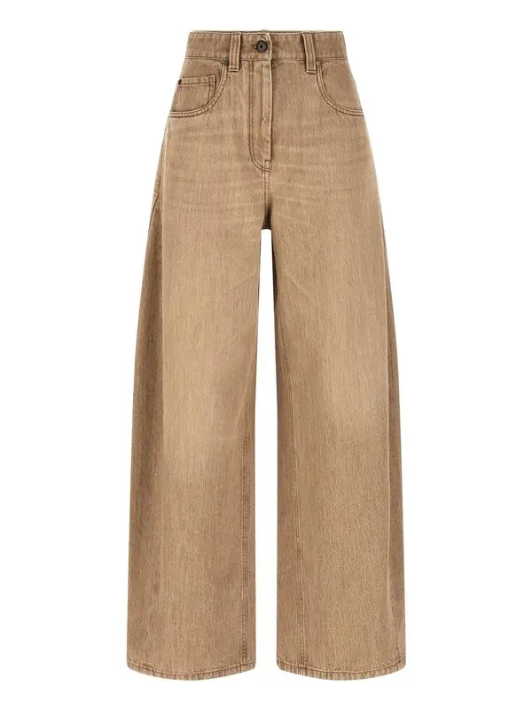 Brunello Cucinelli Wide Leg Denim Jeans - Cream