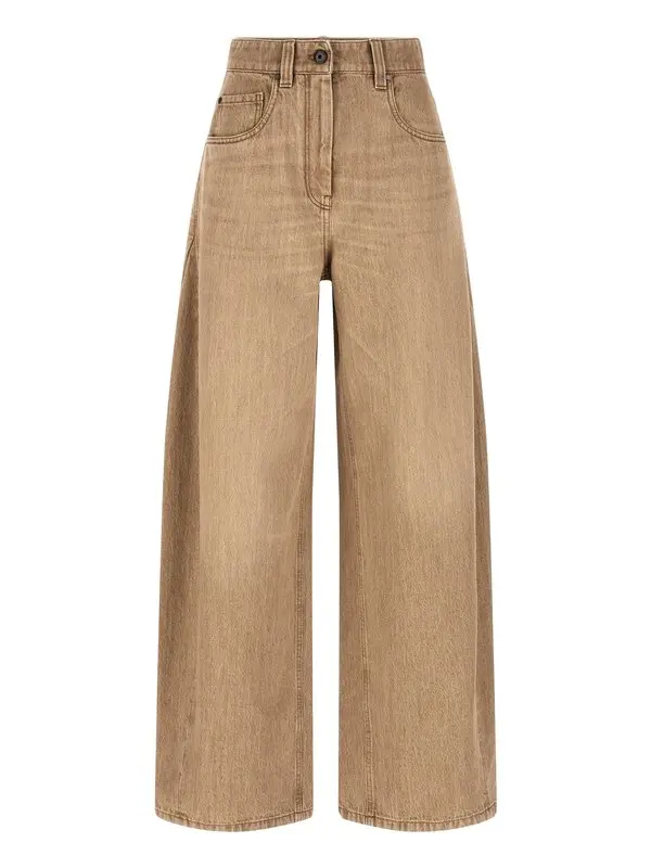 Brunello Cucinelli Wide-leg Denim Jeans - Cream