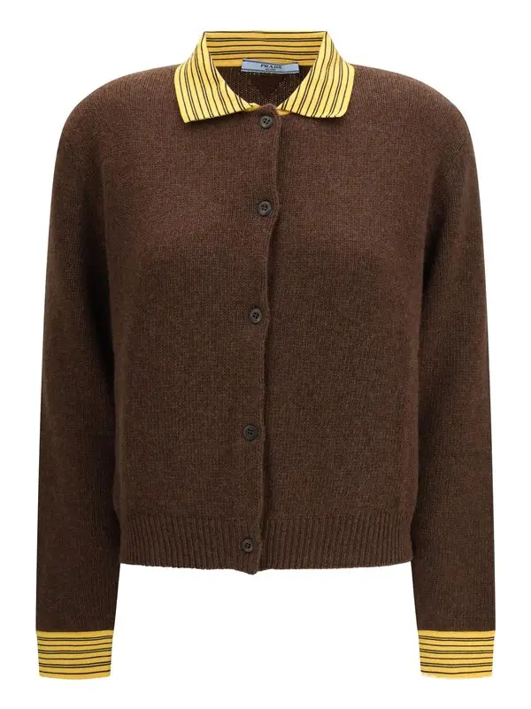 Prada Collared Button-fastening Sweater - Brown