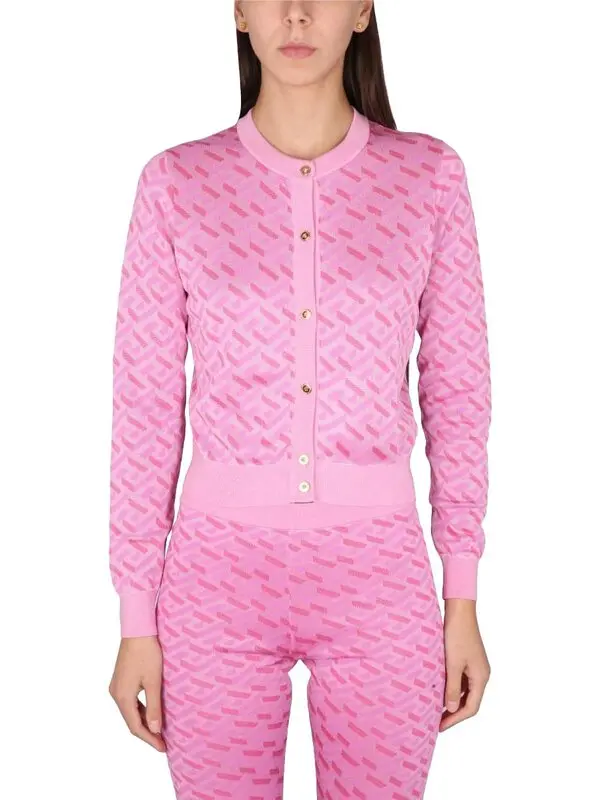 Versace Jacquard Cardigan La Greca - Pink