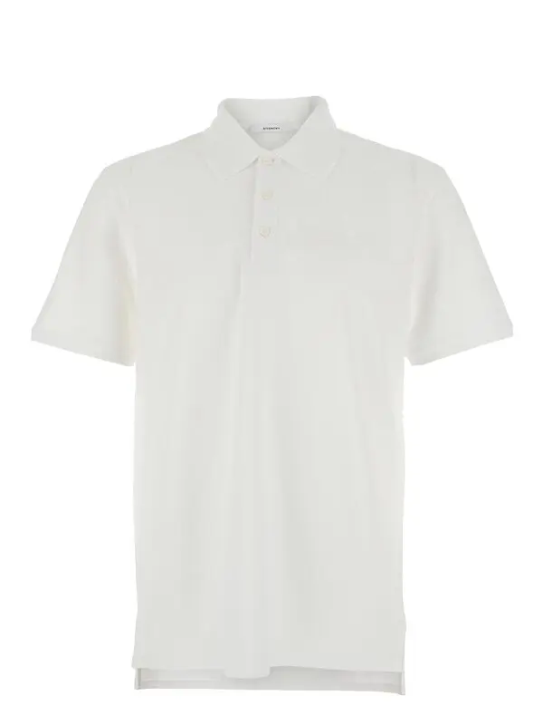 Givenchy Polo Shirt With Classic Collar And Tone-on-tone Logo Patch On The Front In Cotton For - White