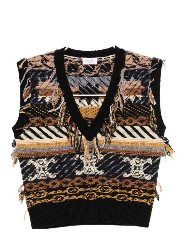 Celine Cashmere Jacquard Vest - Multicolor