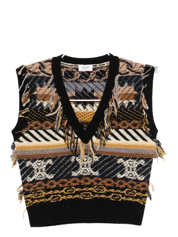 Celine Cashmere Jacquard Vest - Multicolor