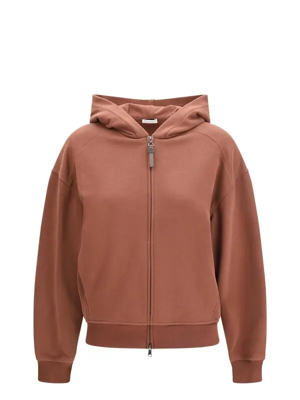 Brunello Cucinelli Hooded Smooth Cotton Sweatshirt - Brown