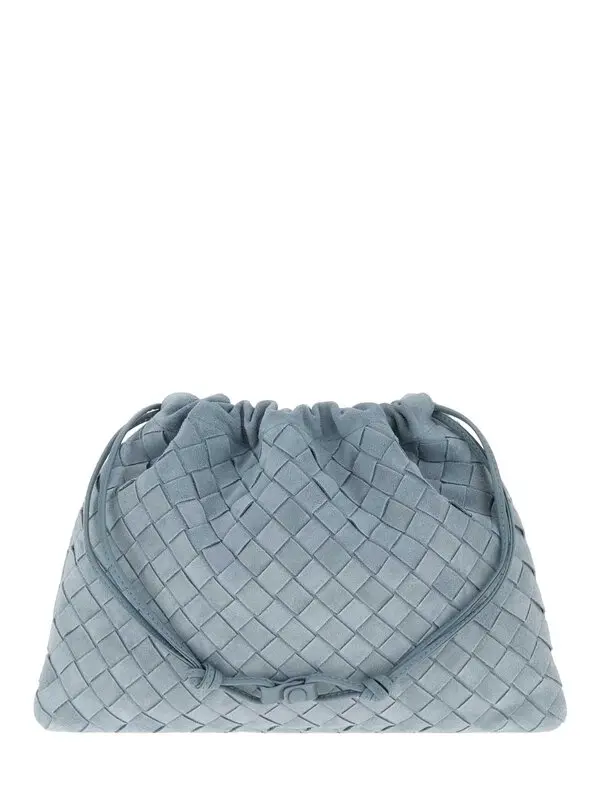 Bottega Veneta Pastel Light Suede Medium Clutch - Blue