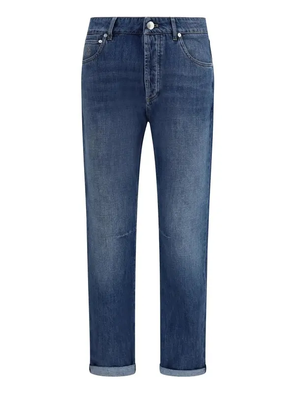 Brunello Cucinelli Straight Five-pocket Jeans In Cotton - Blue