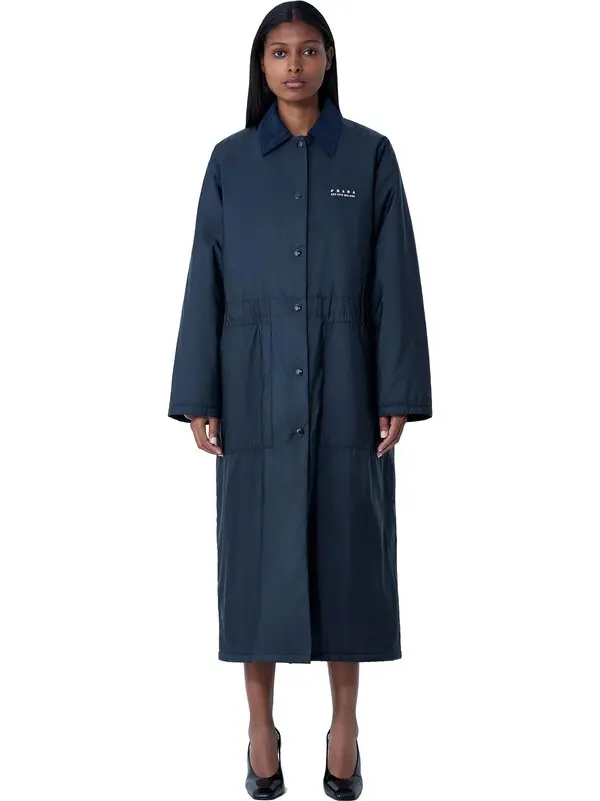 Prada Logo Print Long Coat - Blue