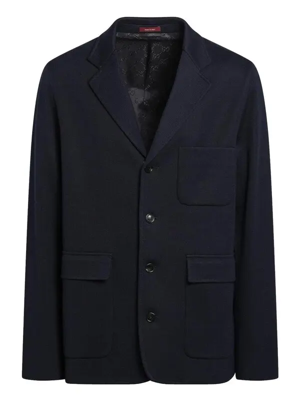 Gucci Blue Single-breasted Cotton Jersey Jacket - Gray