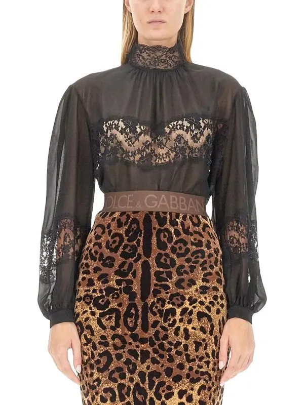 Dolce & Gabbana Turtleneck Blouse - Black