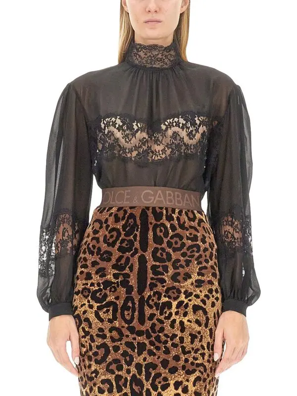 Dolce & Gabbana Turtleneck Blouse - Black